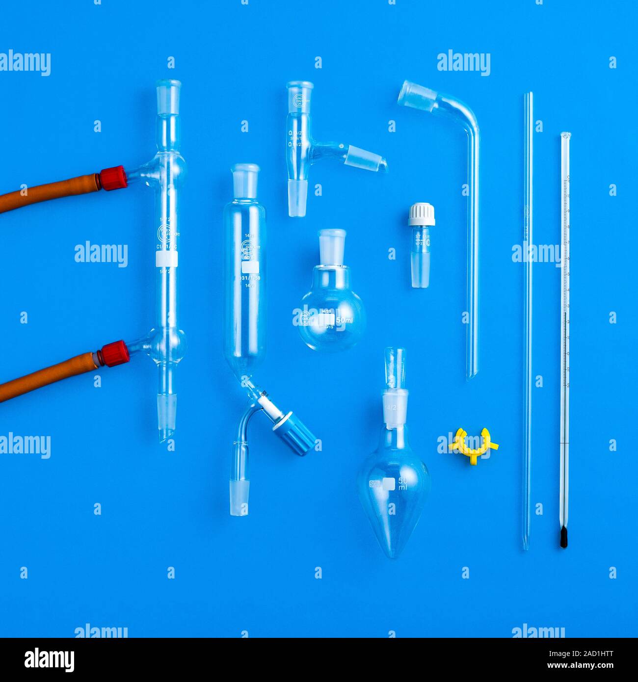 Distillation. Glassware used in a laboratory demonstration of ...