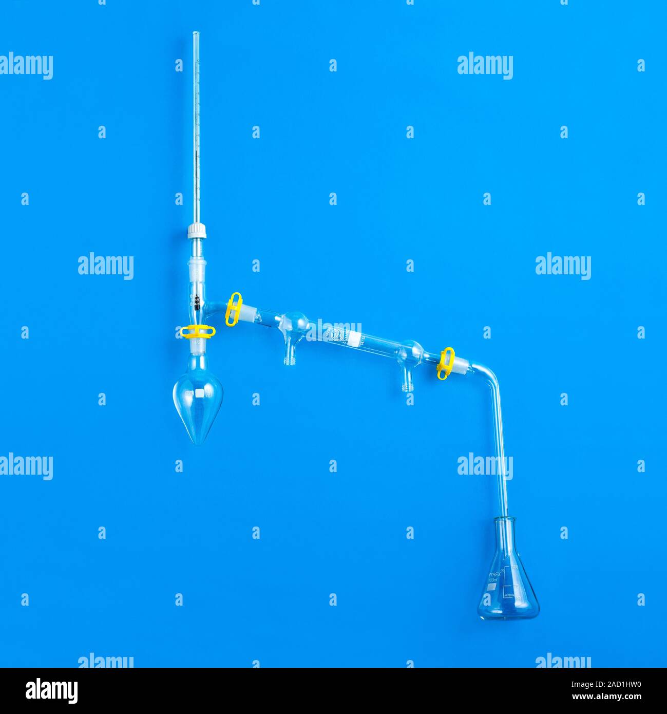 Distillation. The apparatus used to demonstrate distillation. At left ...