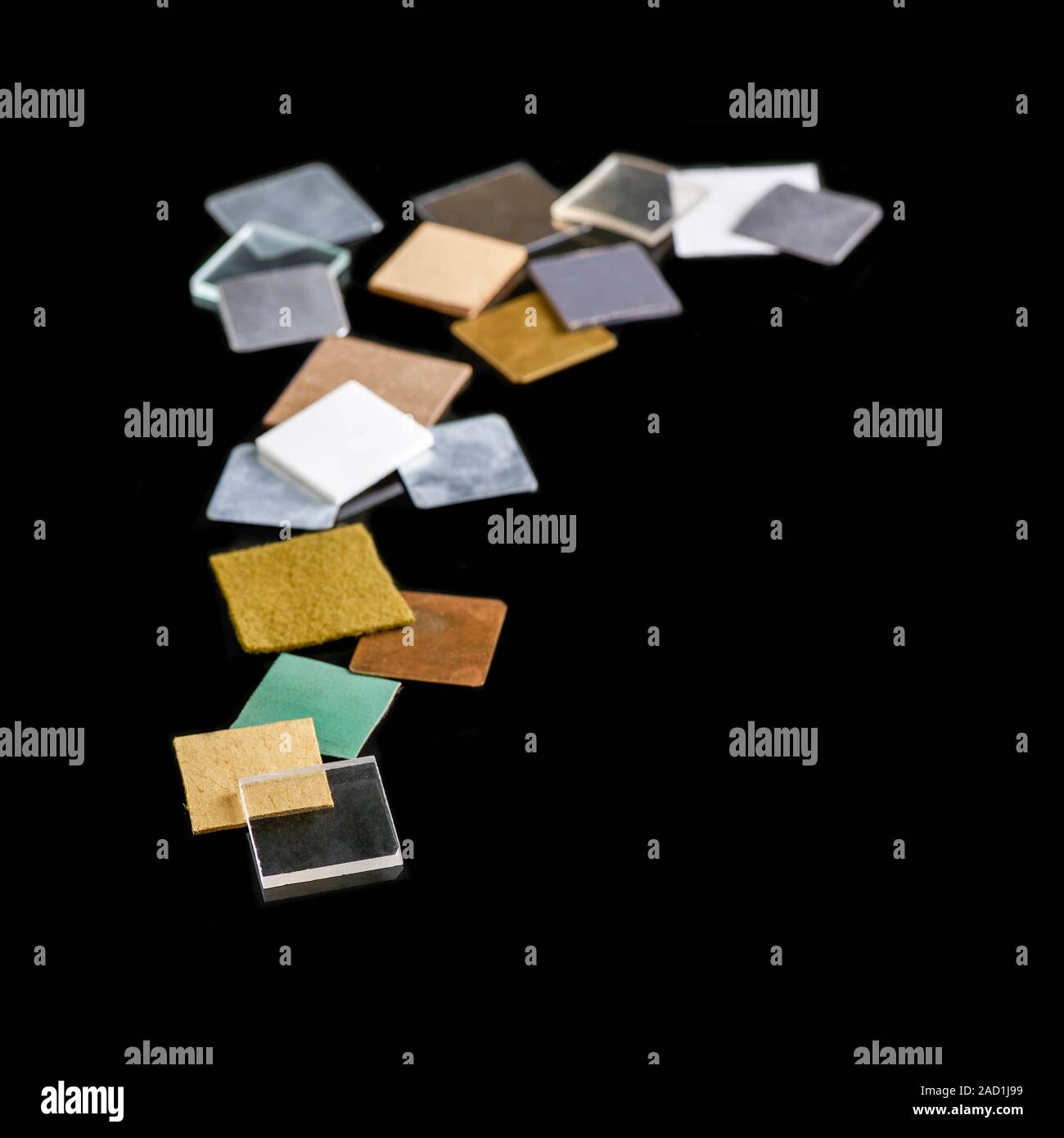 Everyday materials. Square samples of a wide variety of common ...