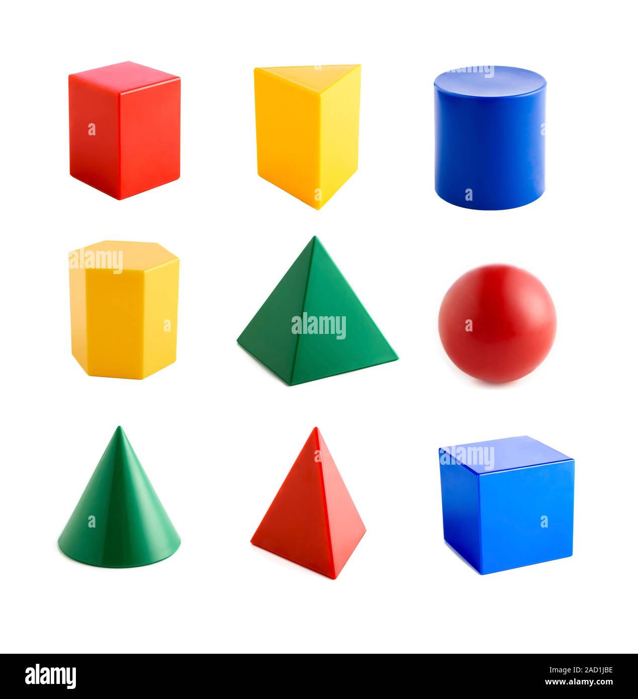 A collection of geometric shapes. They are (l-r, from top): rectangular ...
