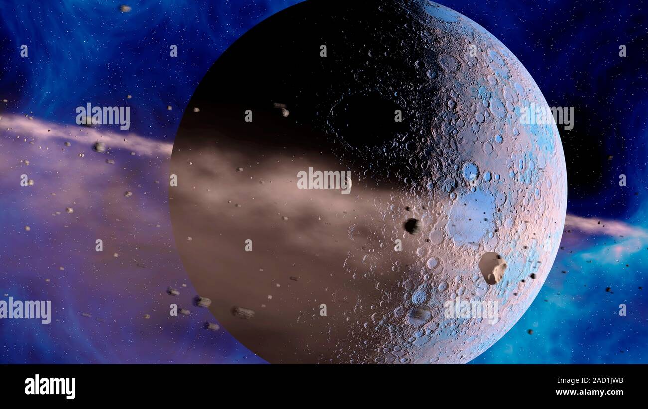 Extrasolar planet. Illustration of the heavily-cratered surface of an ...