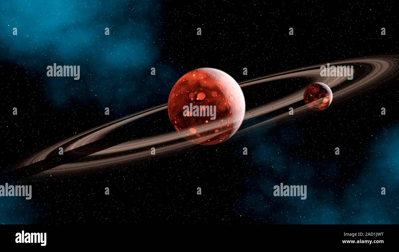 Earth-Moon system formation. Illustration showing a late stage of the ...