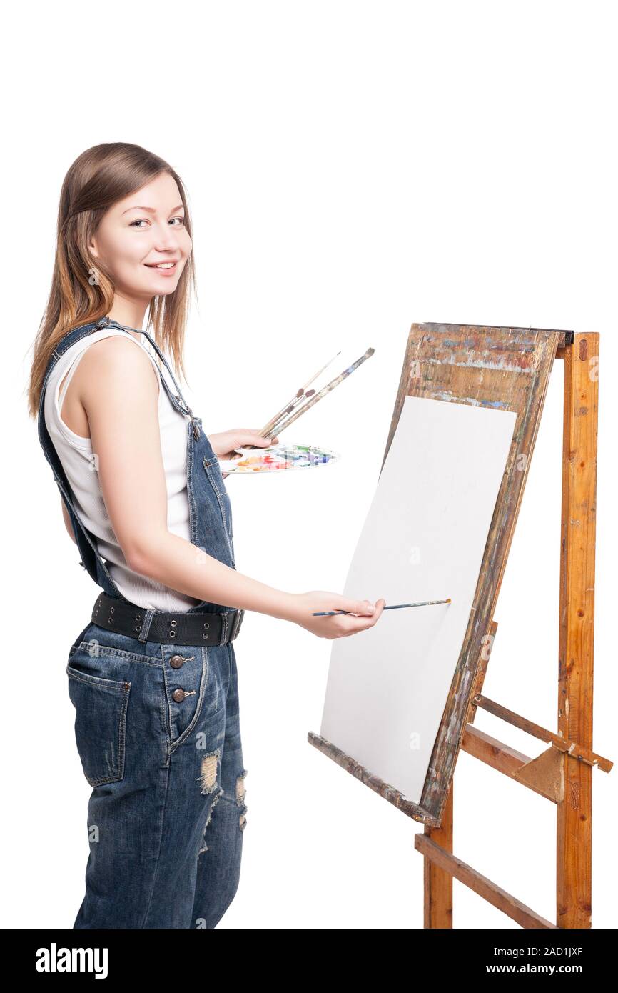 Young woman drawing tools Cut Out Stock Images & Pictures - Alamy