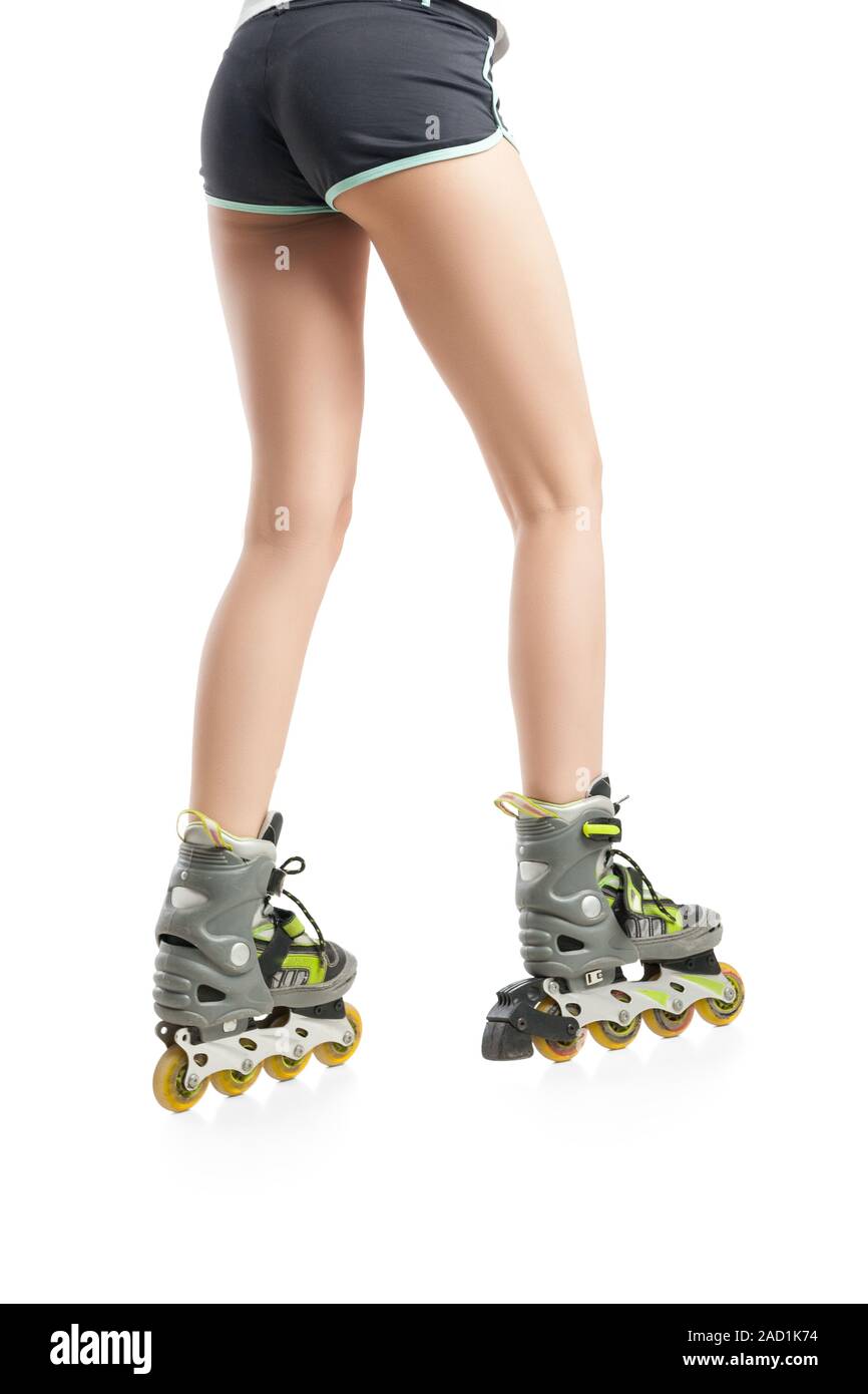 Close up picture of woman's legs with rollerskates Stock Photo - Alamy