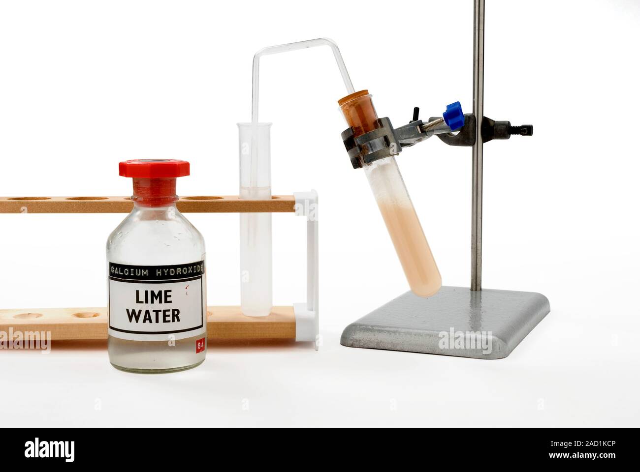 Testing for carbon dioxide. Apparatus used to test for the production ...