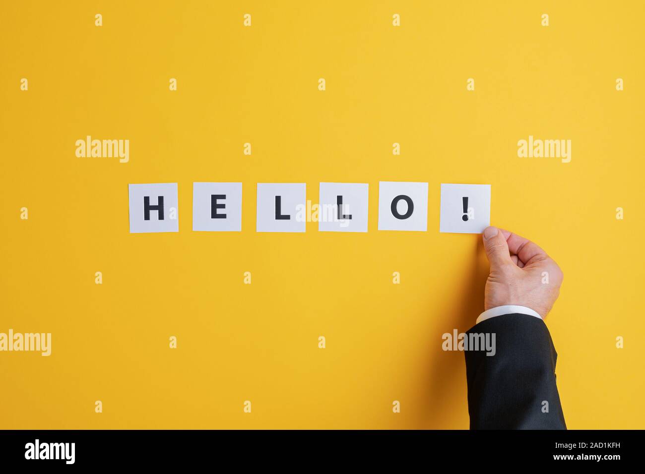 Businessman making hello! sign hi-res stock photography and images - Alamy