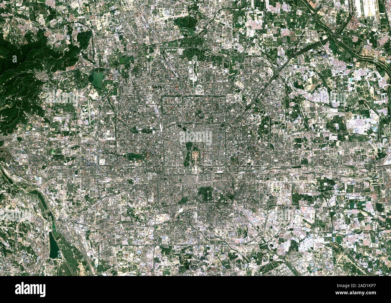 Beijing, China. Satellite image of Beijing, the capital city of China ...
