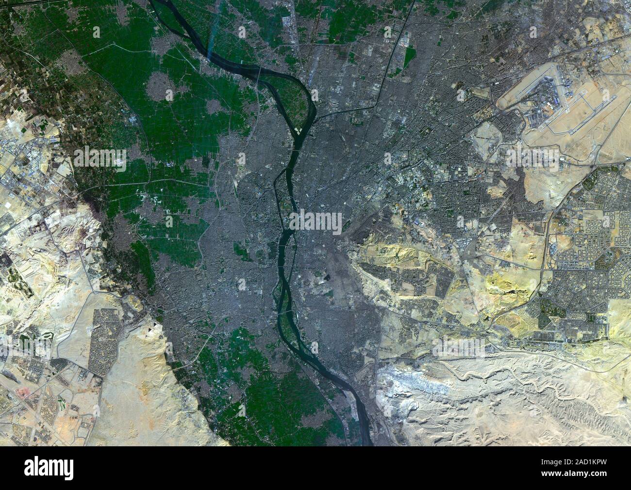 Cairo, Egypt. Satellite image of Cairo (grey), the capital city of ...