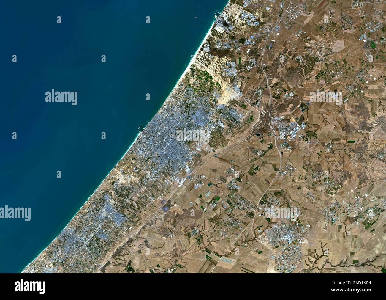 Gaza City, Palestine. Satellite image of Gaza, located in the Gaza ...