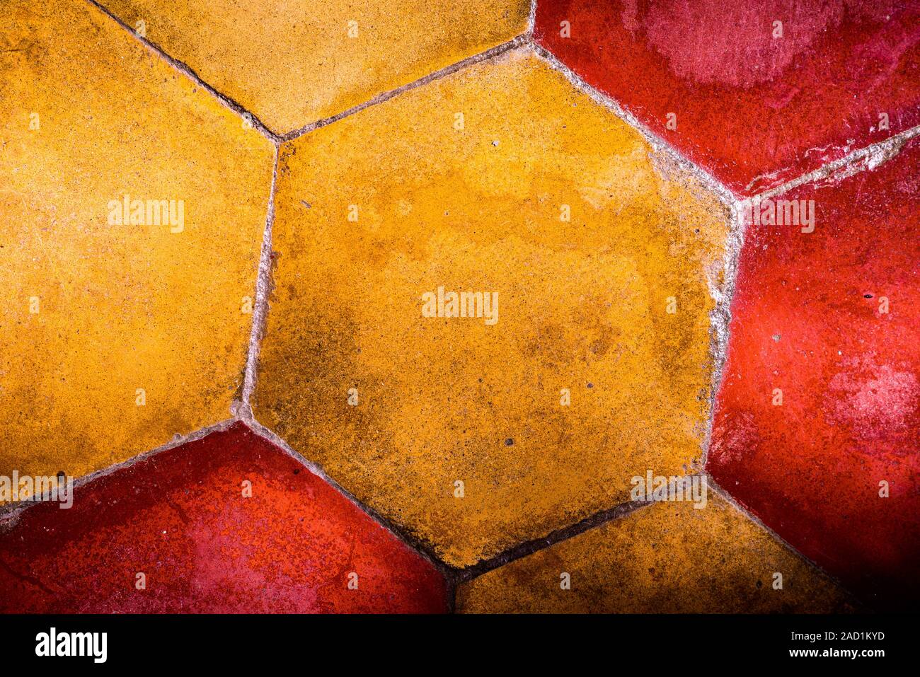 The background image of old hexagonal clay tiles Stock Photo - Alamy