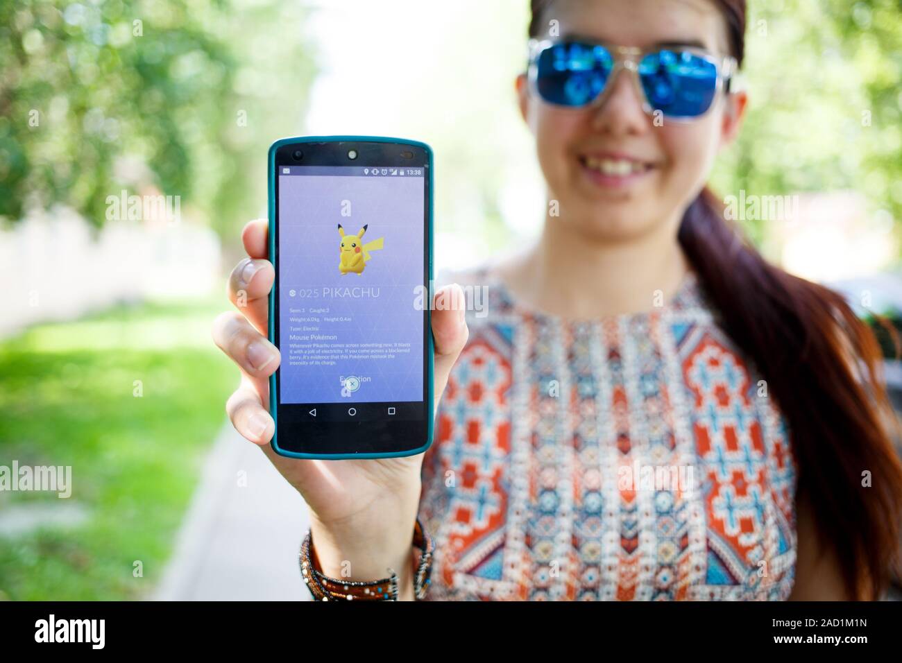 Moscow, Russia - August, 02: Android user play in Pokemon Go augmented ...