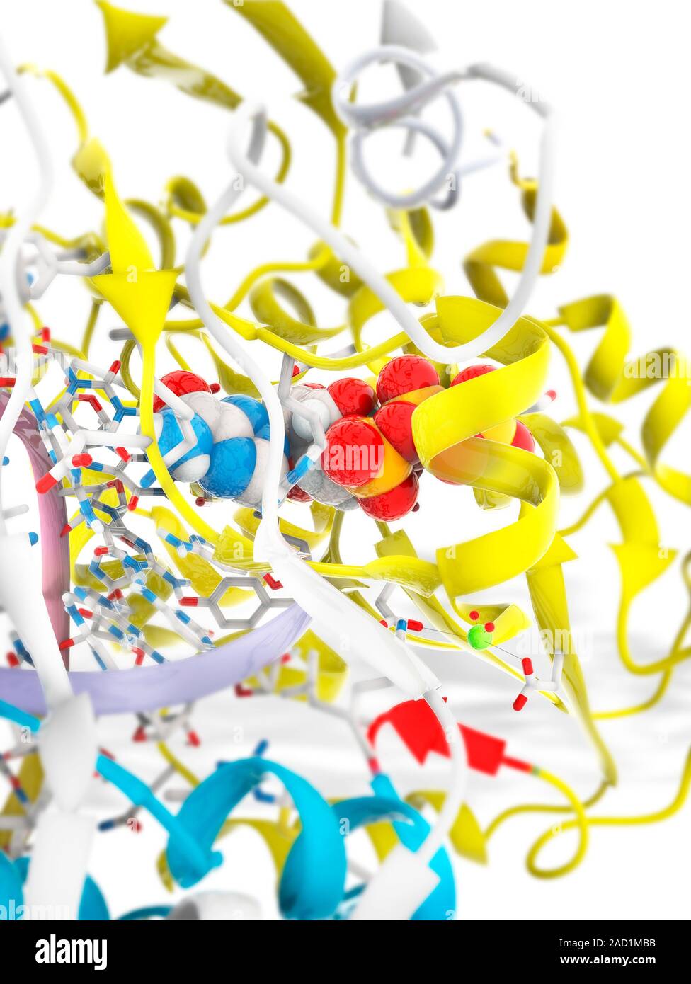 Foot-and-mouth disease virus drug complex. Computer artwork showing the ...