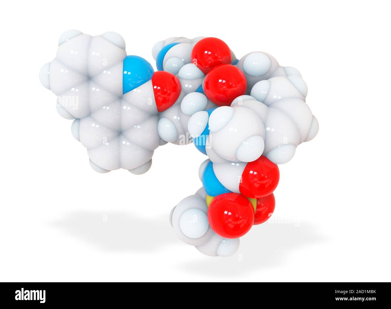 Paritaprevir drug molecule. Computer illustration showing the structure ...