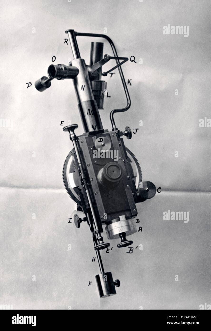 Burnham's micrometer, 19th century. This device was designed and built ...