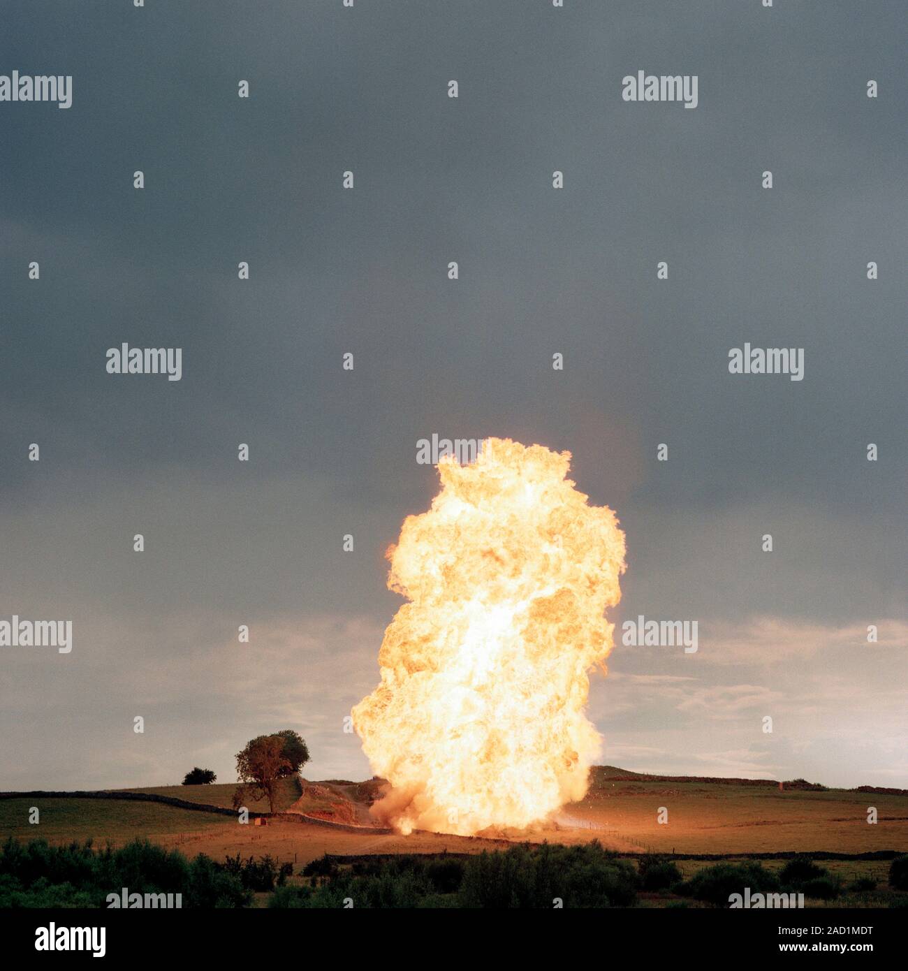 Liquid petroleum gas tank failure testing. Explosion of boiling liquid ...