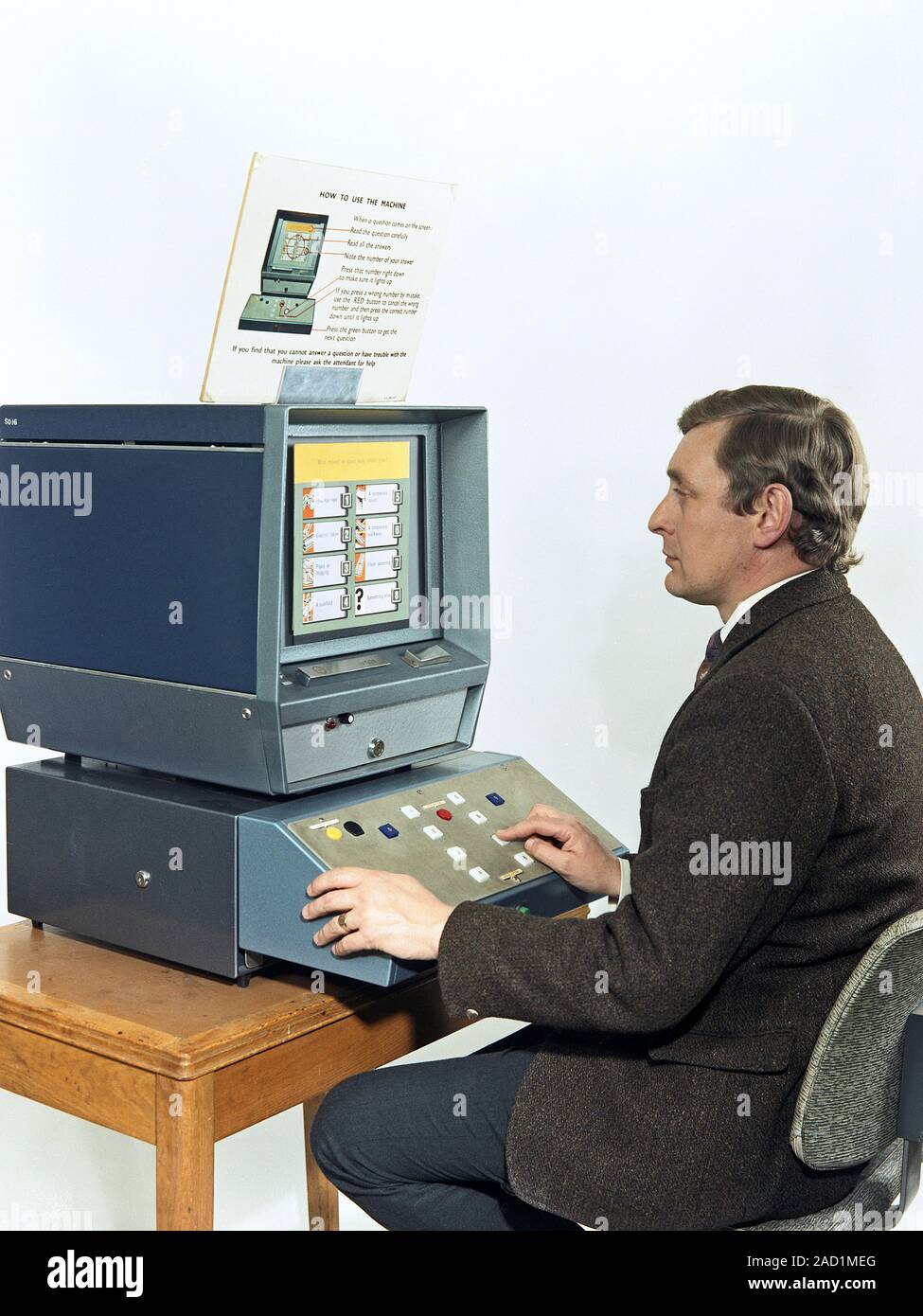 Mining safety survey machine. Worker answering health and safety ...