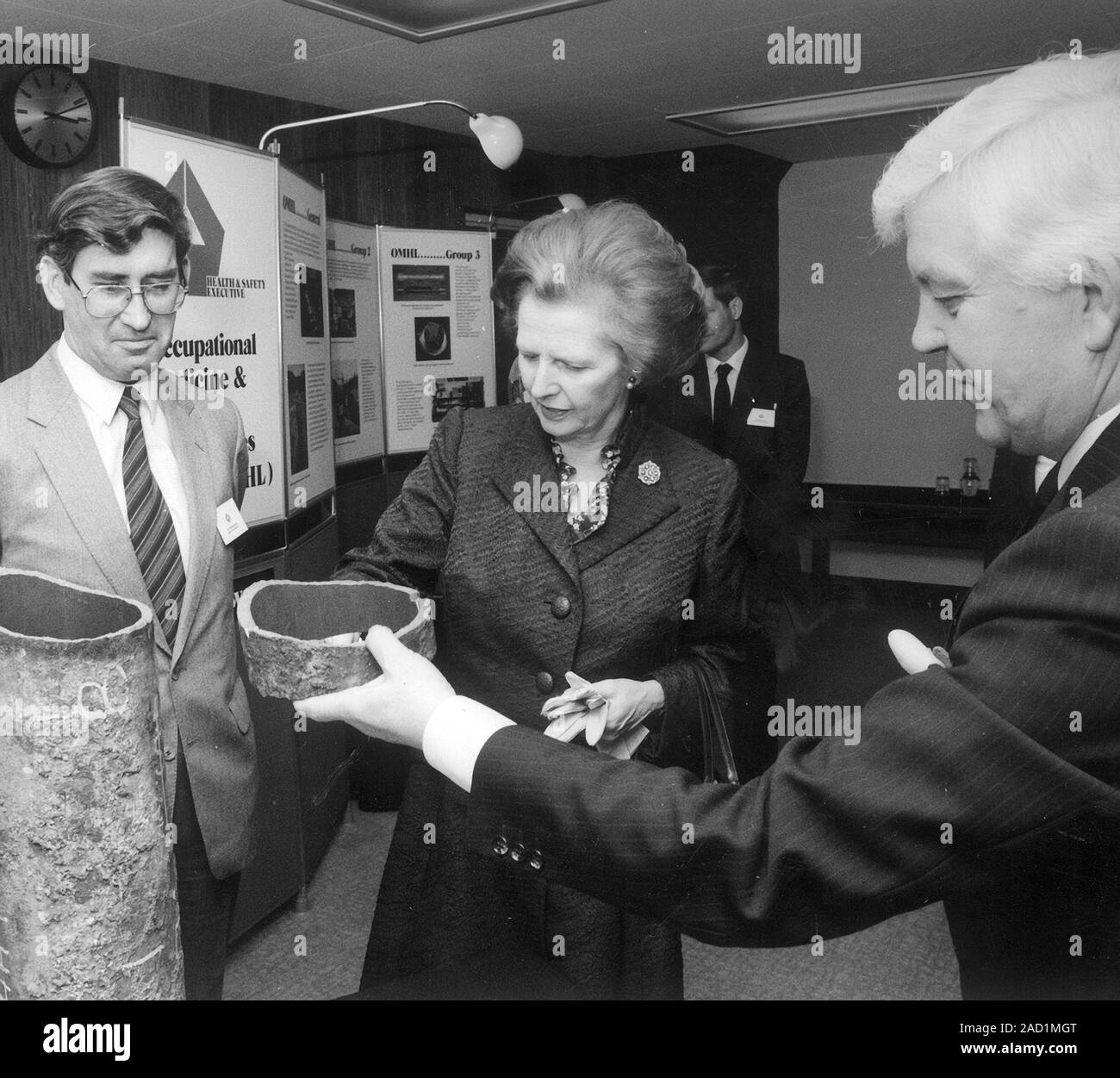 Thatcher at health and safety site. British Prime Minister Margaret ...
