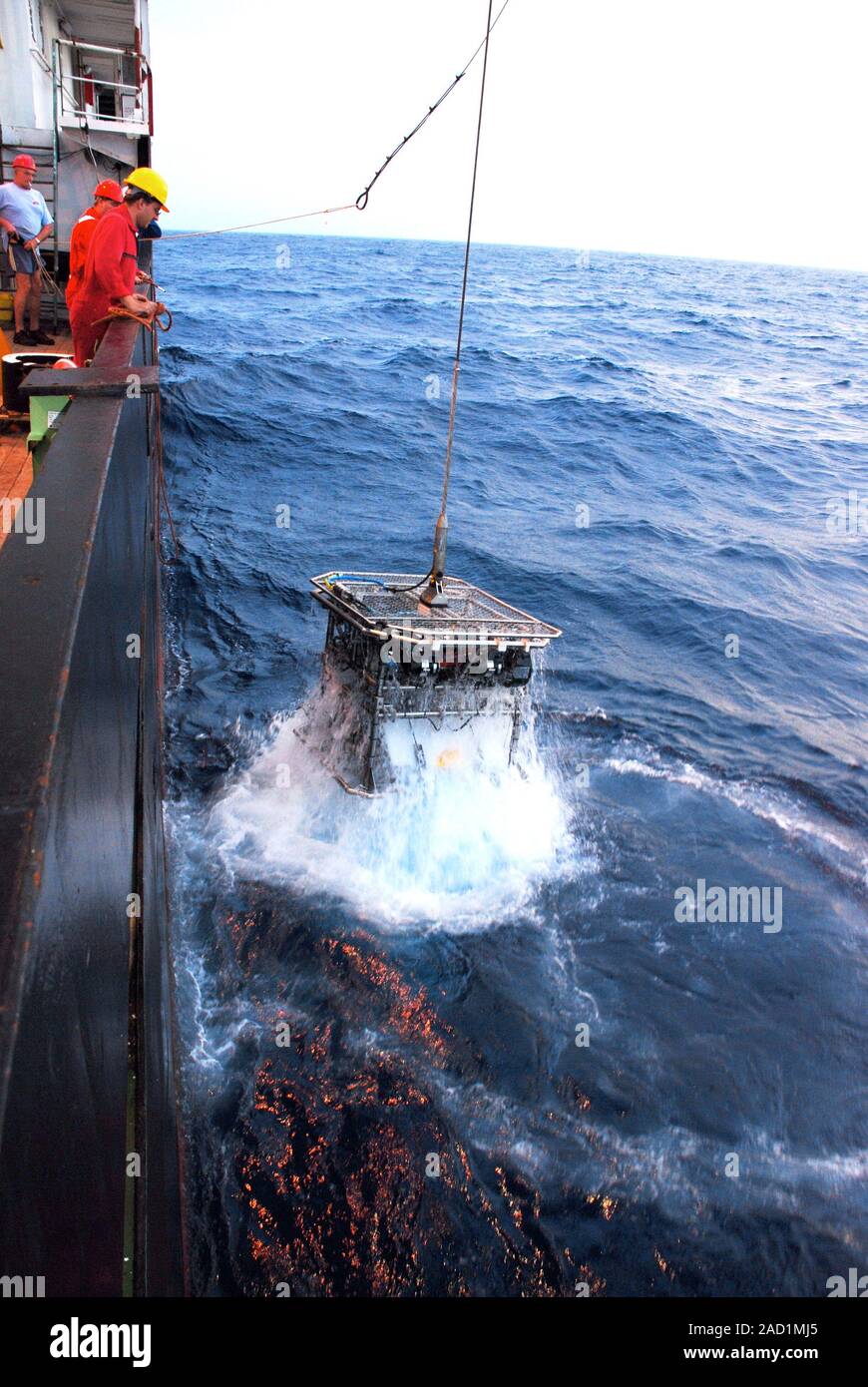 Scientists recovering the HyBIS (Hydraulic Benthic Interactive Sampler ...