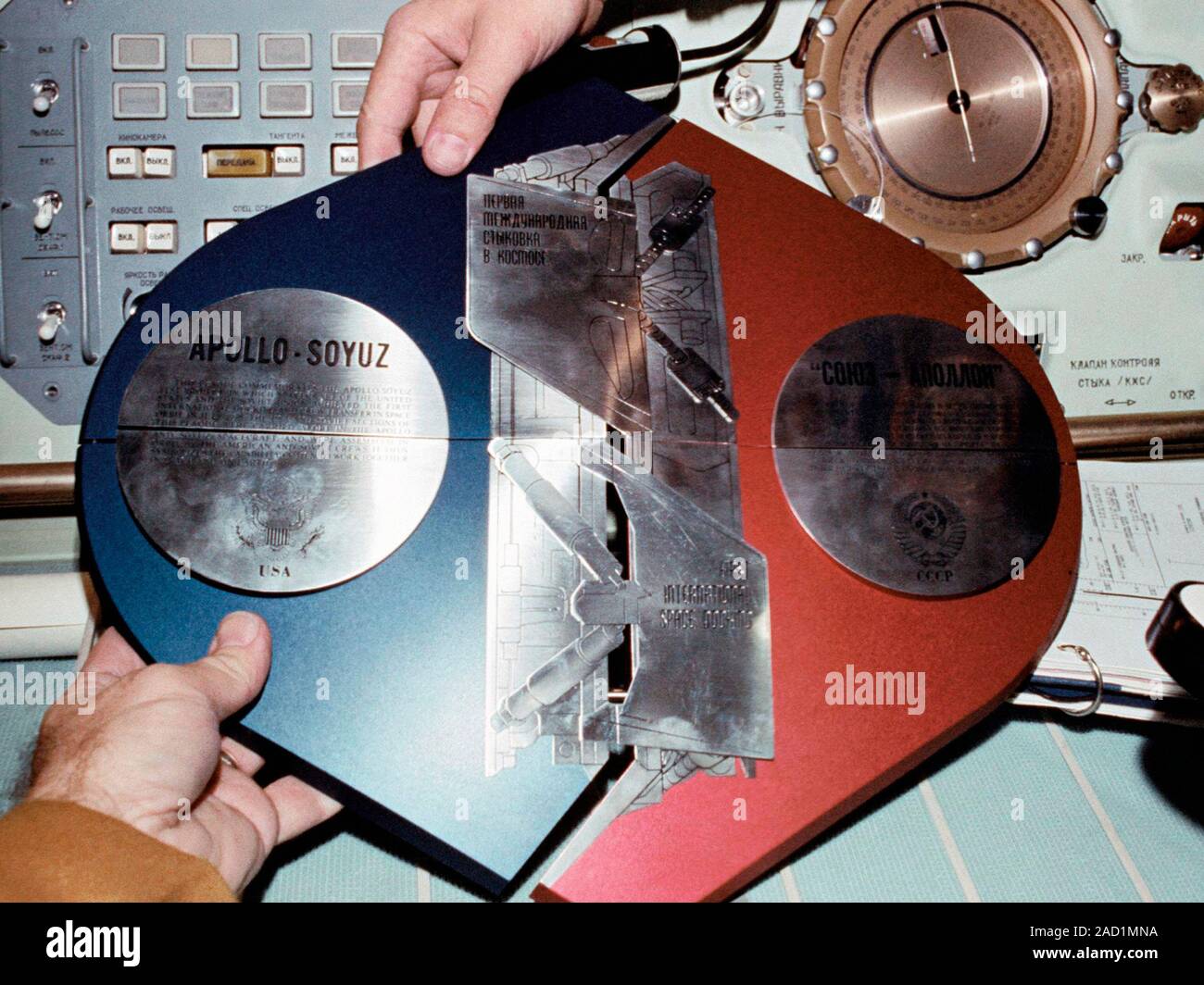 Apollo Soyuz Test Project commemoration. Plaque commemorating the ...