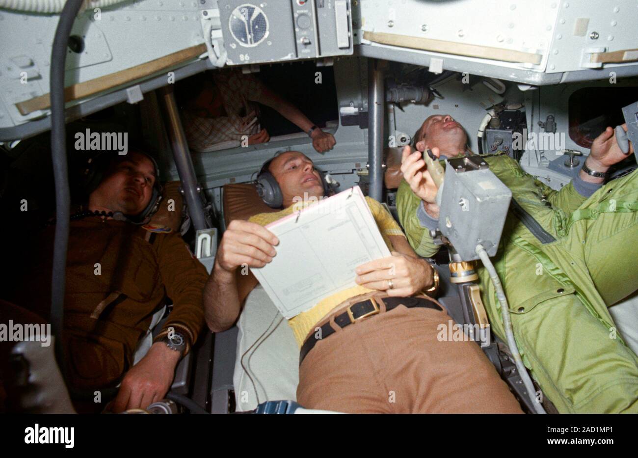 Apollo Soyuz Test Project crew training. Portrait of the US crew of the ...
