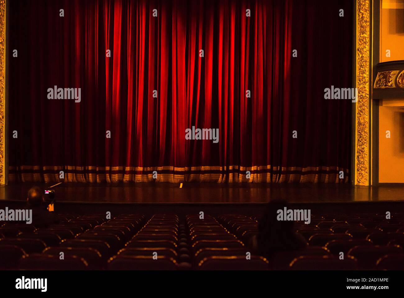 Theater stage with red curtain and heart shape window Stock Photo - Alamy