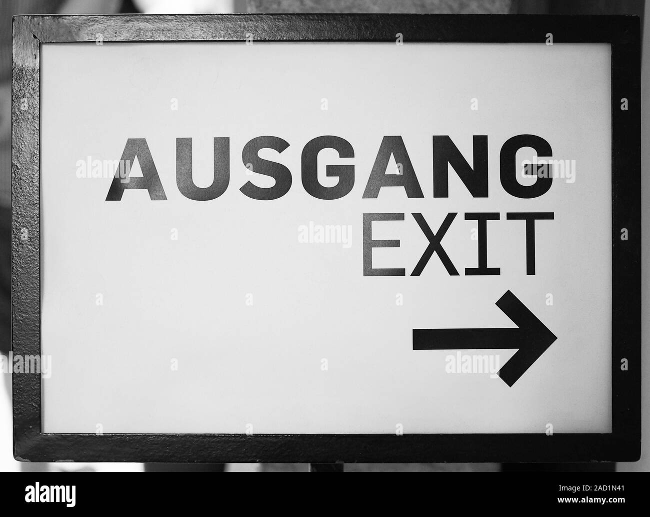 Ausgang sign meaning exit in black and white Stock Photo - Alamy