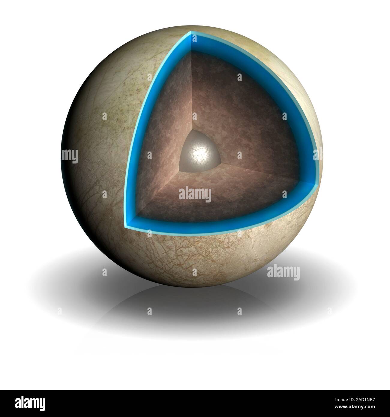 Computer artwork of the interior of Europa, a moon of the planet ...