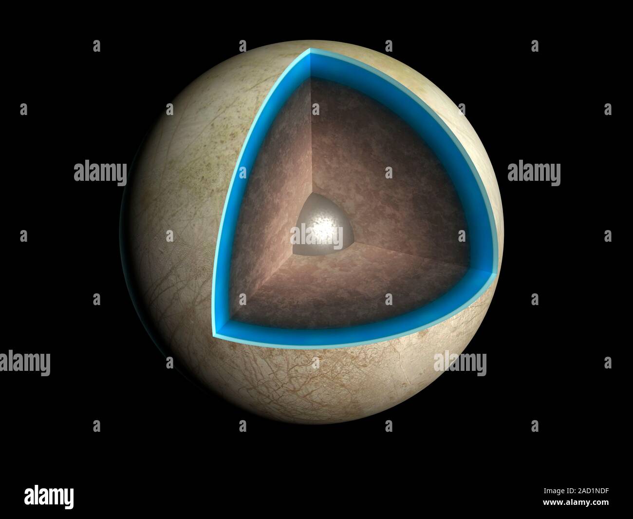 Computer artwork of the interior of Europa, a moon of the planet ...
