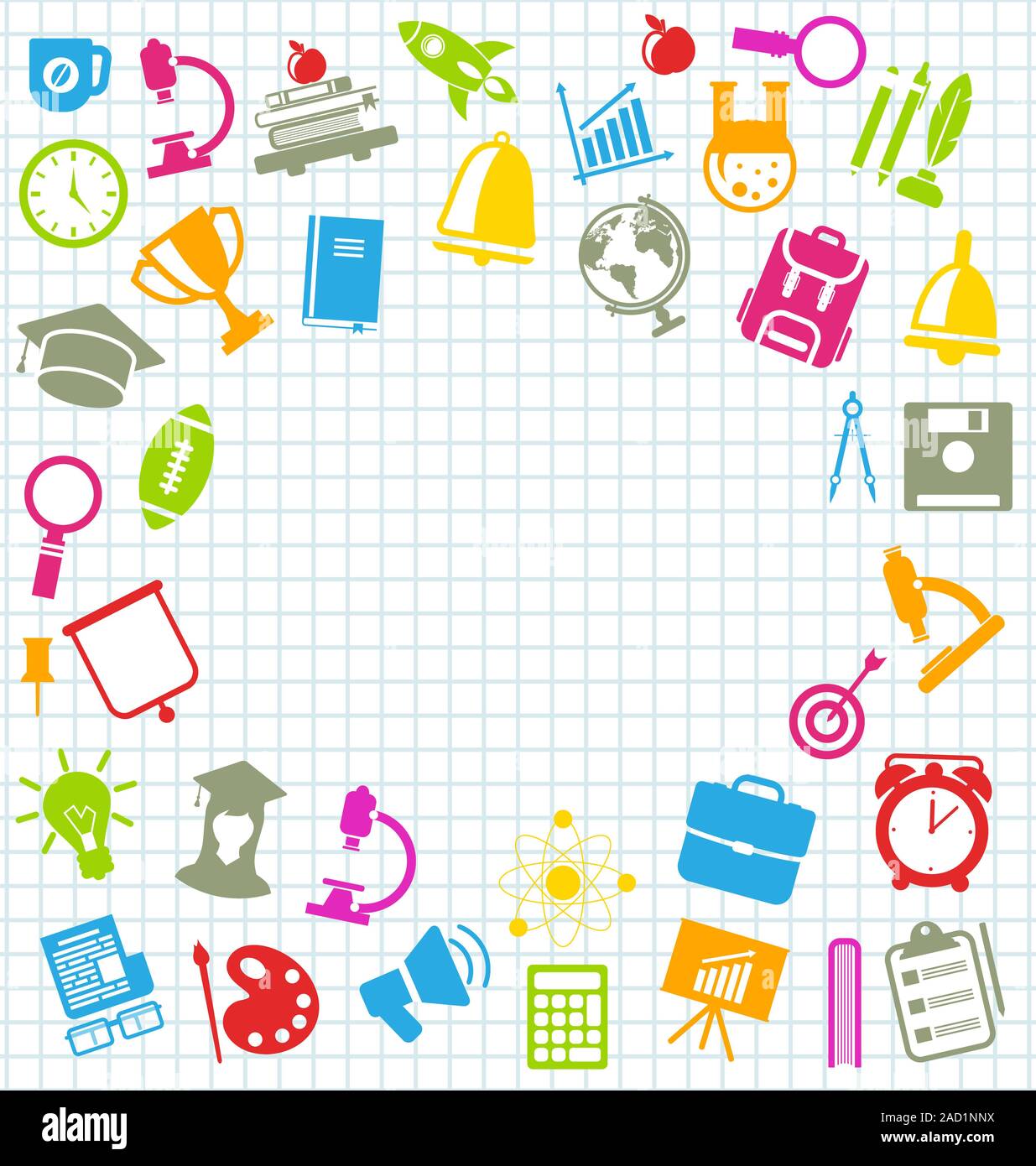 Education Flat Colorful Simple Icons Stock Photo - Alamy