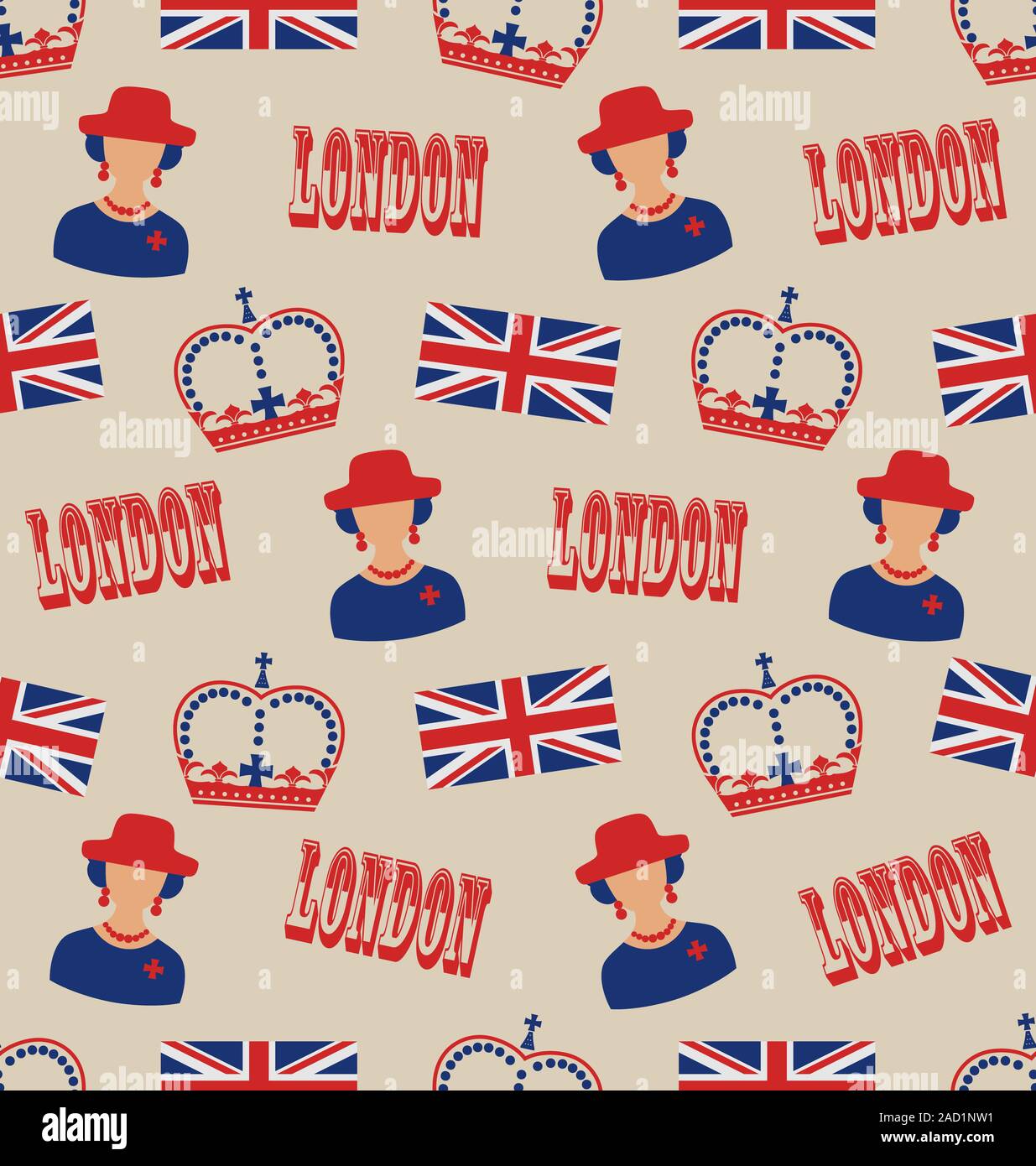Retro Seamless Texture of Silhouettes Symbols of Great Britain Stock ...