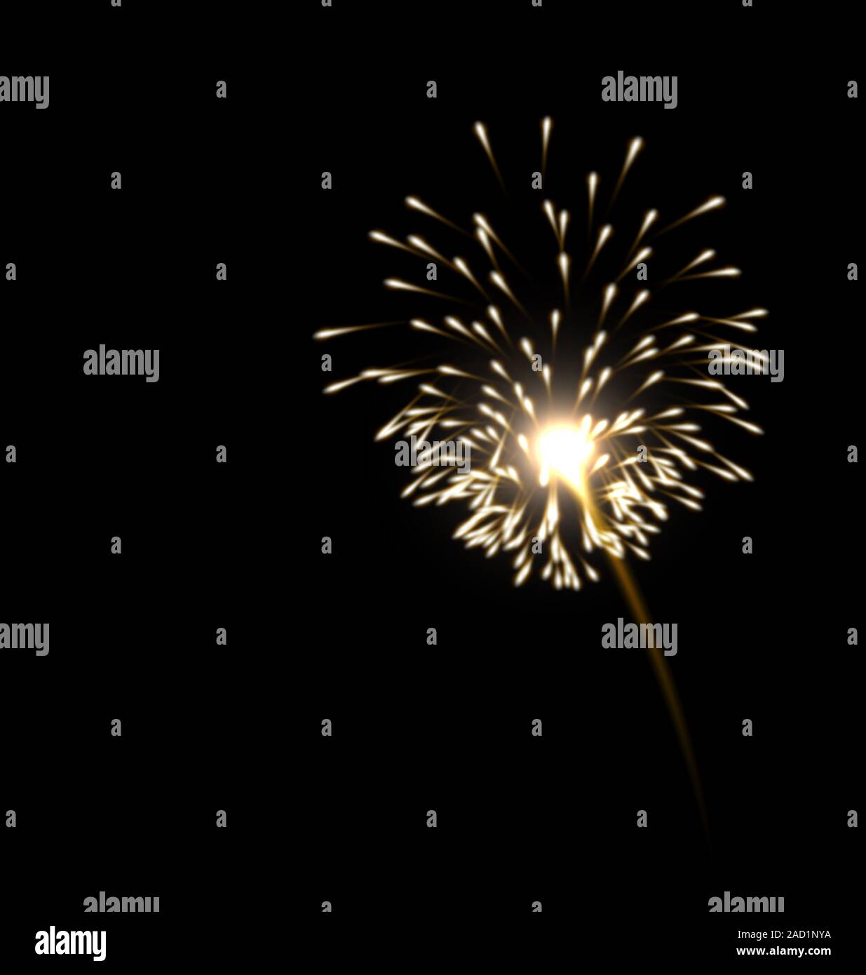 Illustration of realistic firework golden color Stock Photo - Alamy