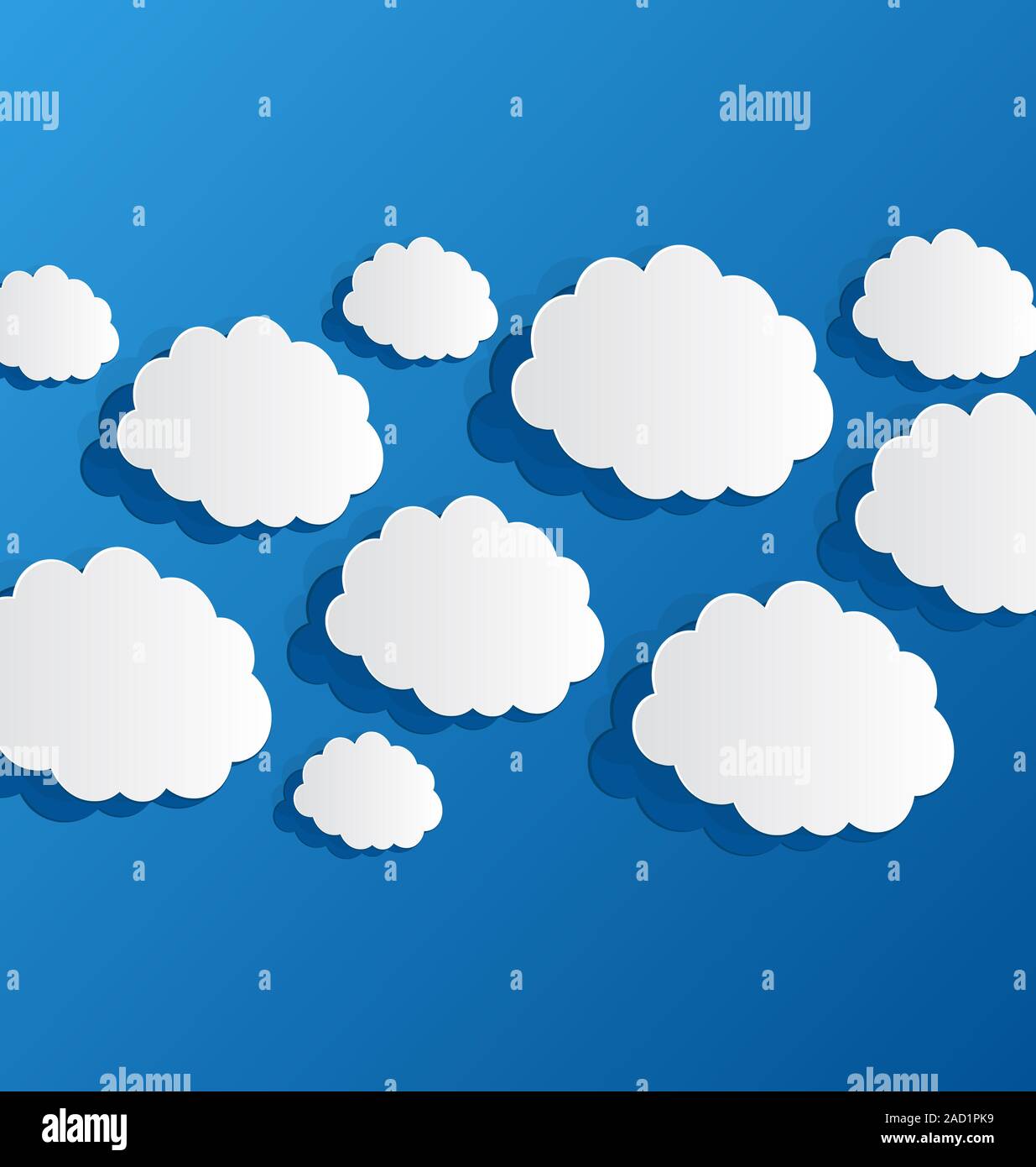Set cut out clouds, blue paper Stock Photo - Alamy