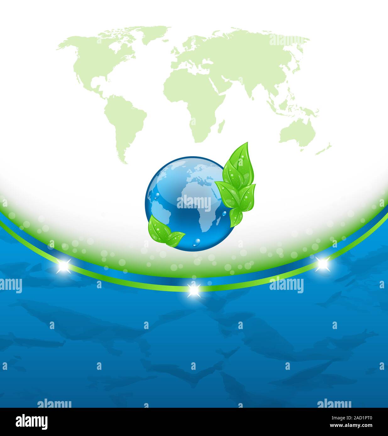 Eco background with earth map and environment symbol Stock Photo - Alamy