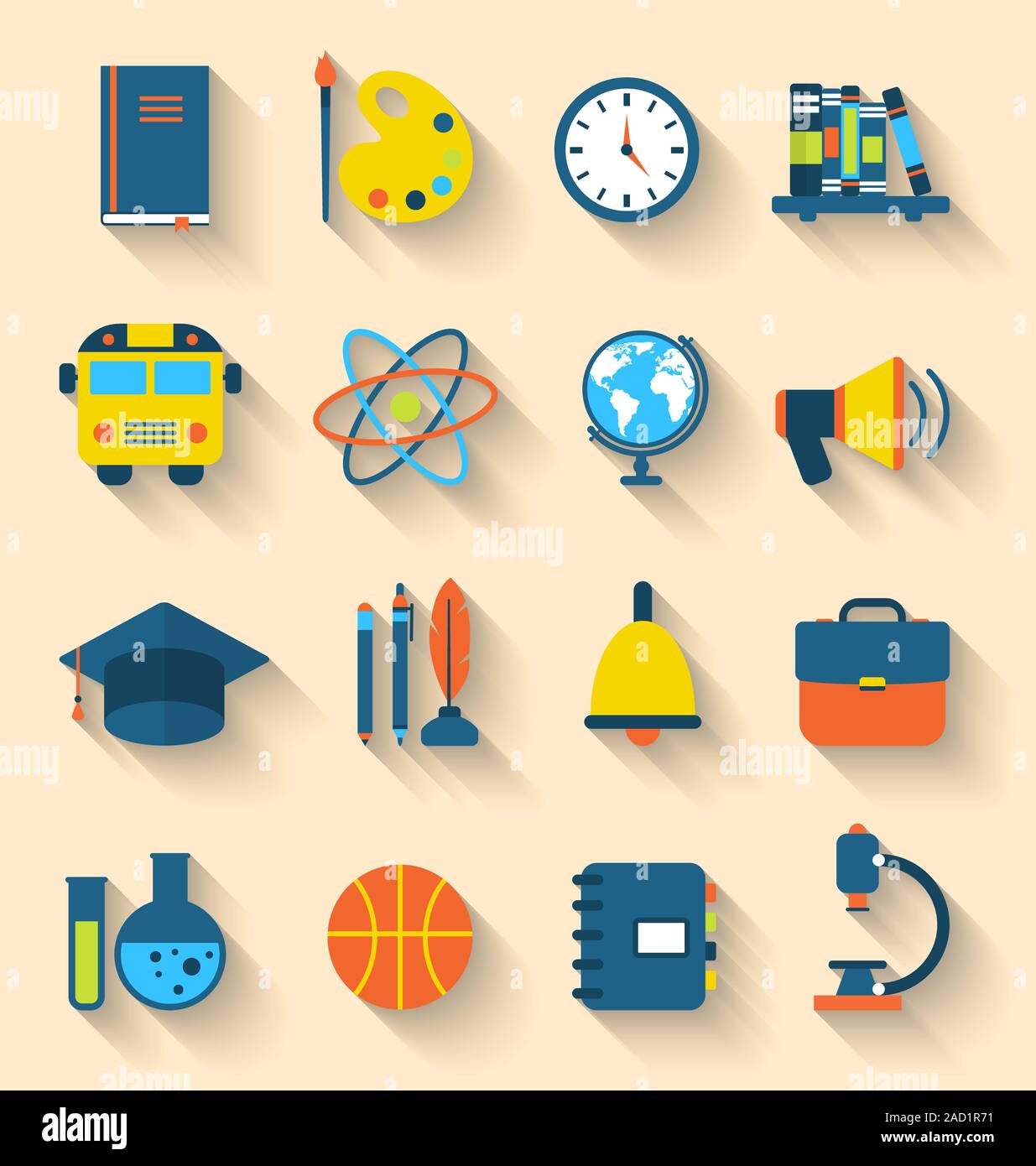 School subjects icon set hi-res stock photography and images - Alamy