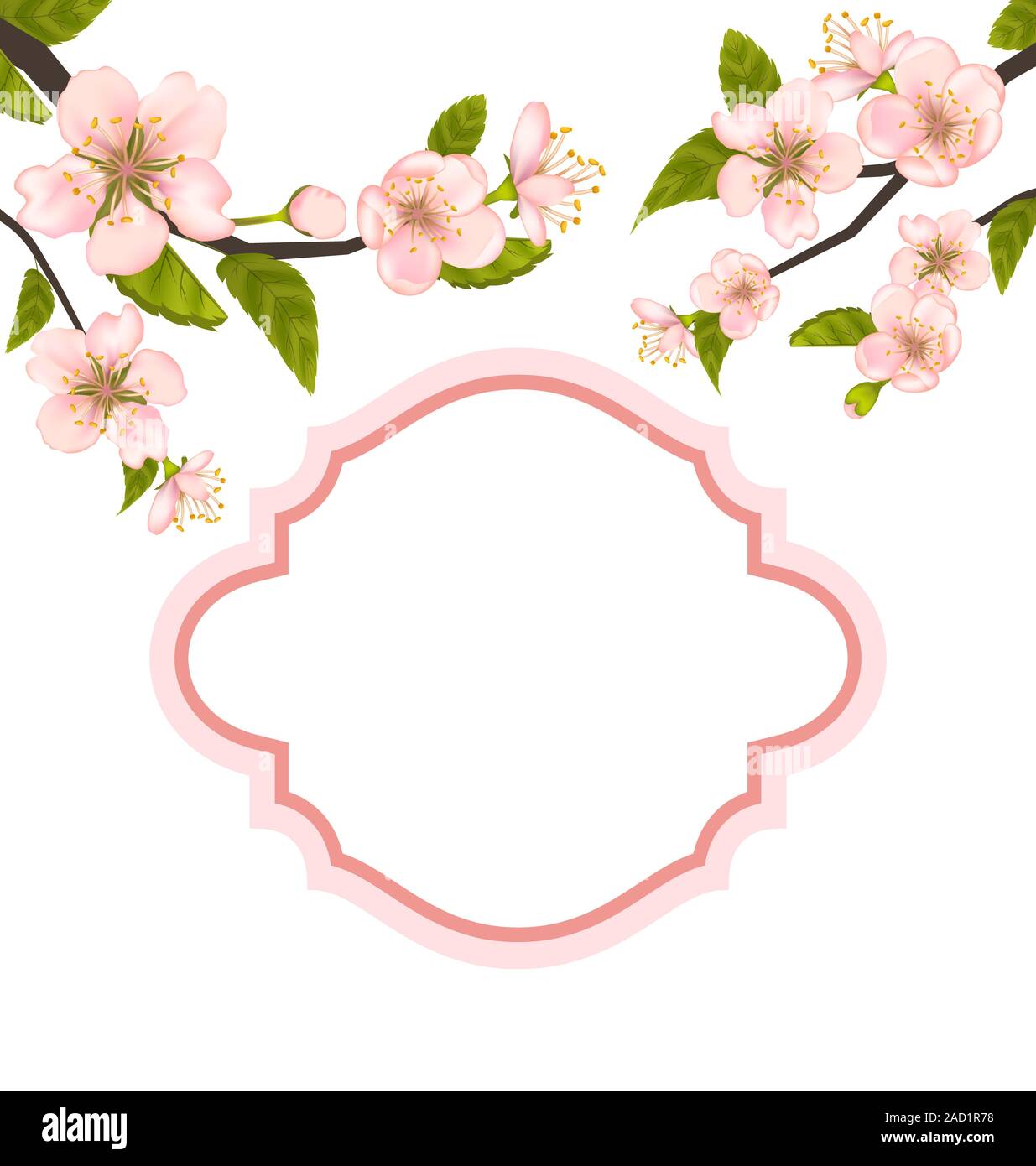 Spring Elegant Card with Blossoming Tree Branches Stock Photo - Alamy