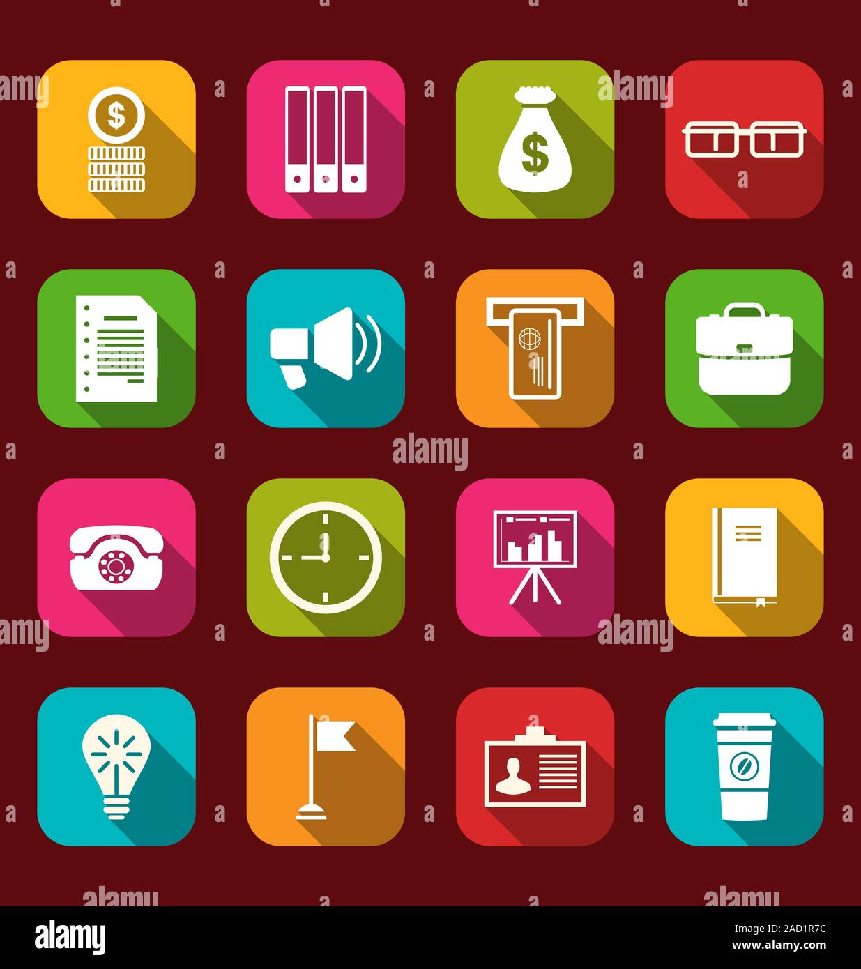 Group simple and trendy flat icons of Business and financial ite Stock ...