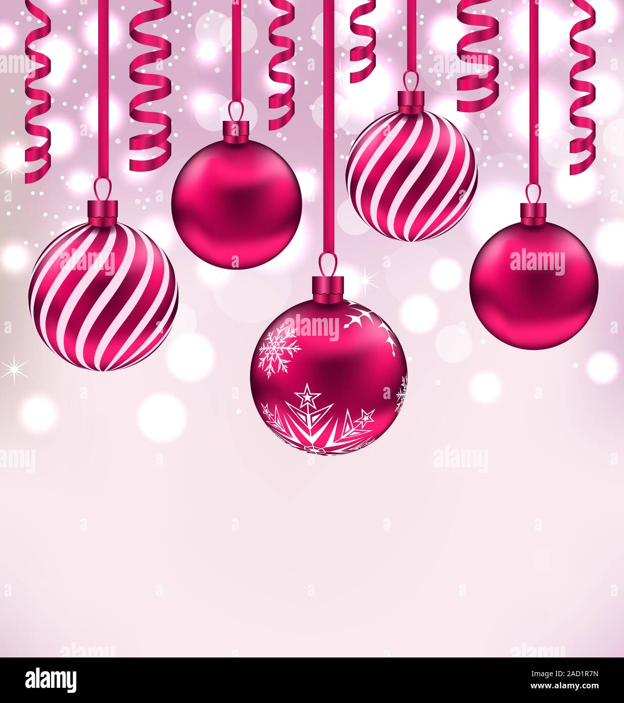 Christmas shimmering background with balls and streamer Stock Photo - Alamy