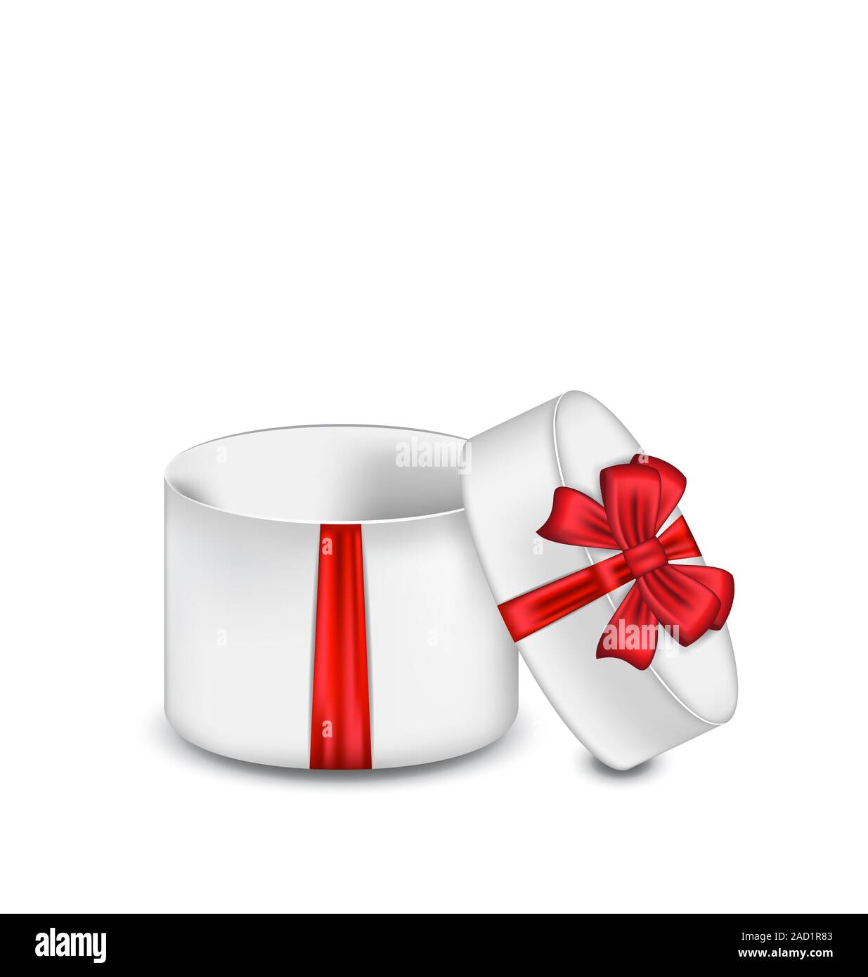 Open gift box with red bow isolated on white background Stock Photo - Alamy