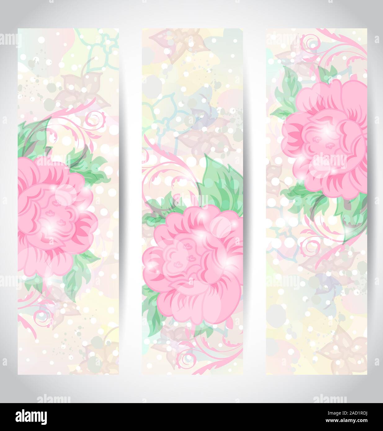 Set romantic beautiful cards with flower Stock Photo - Alamy