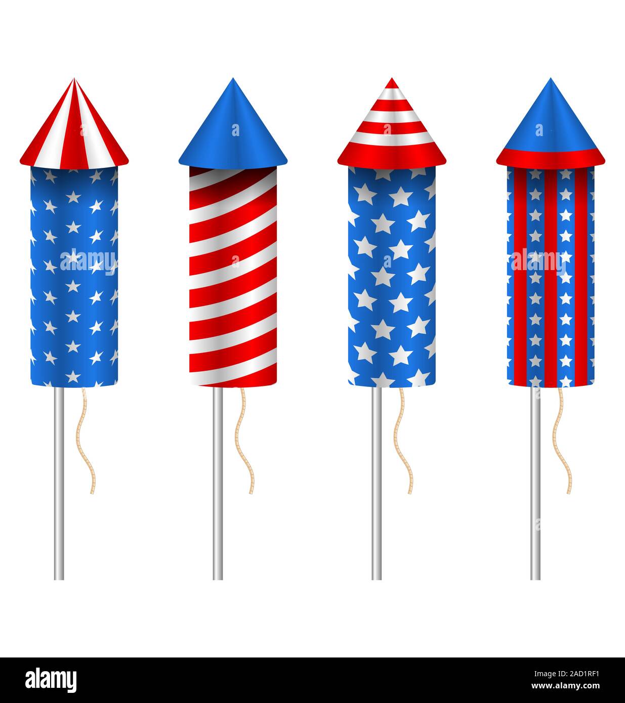 Set of Pyrotechnic Rockets, with Traditional American Design for Fourth ...