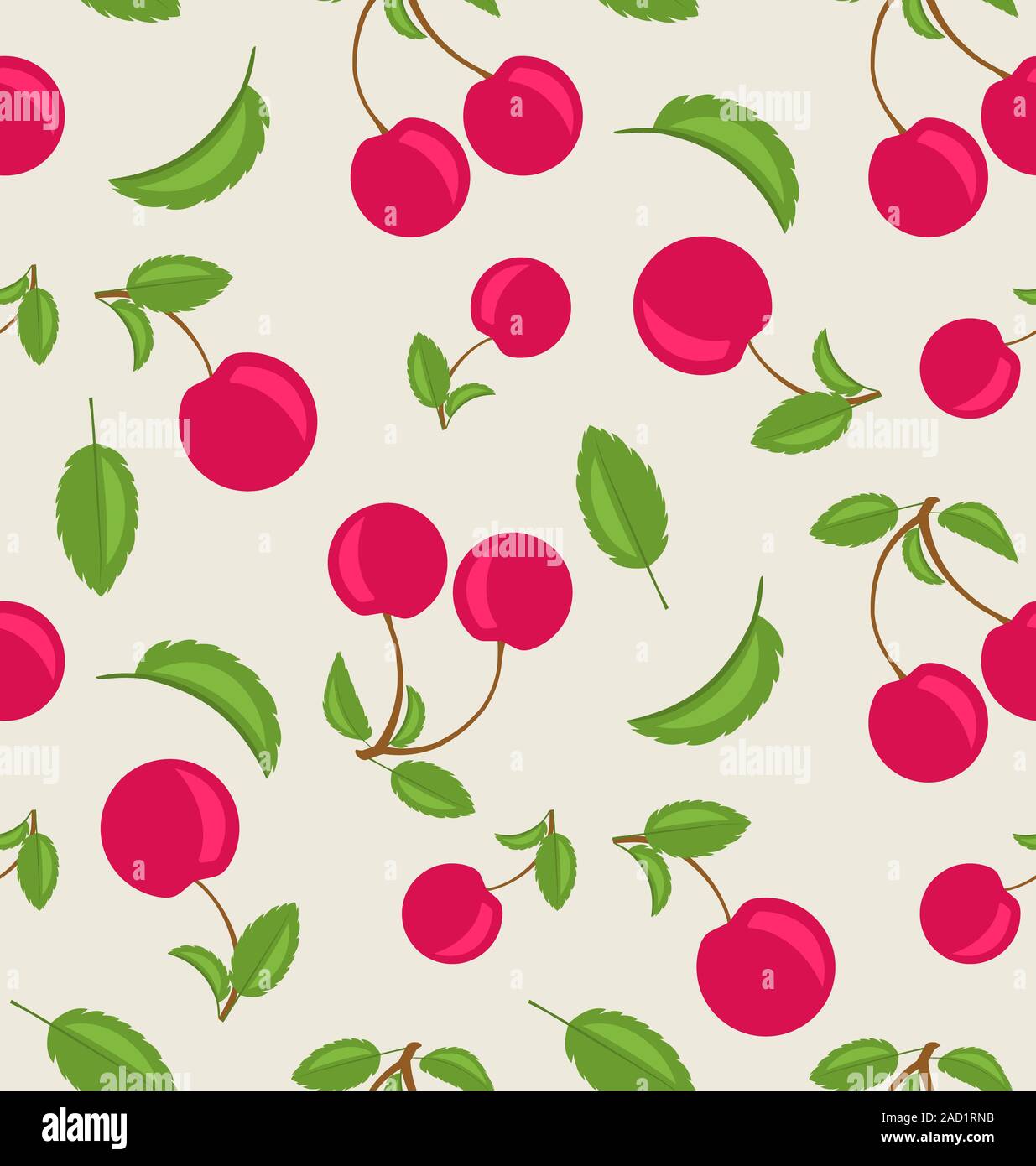 Vintage Seamless Wallpaper of Cherries with Green Leaves Stock Photo ...