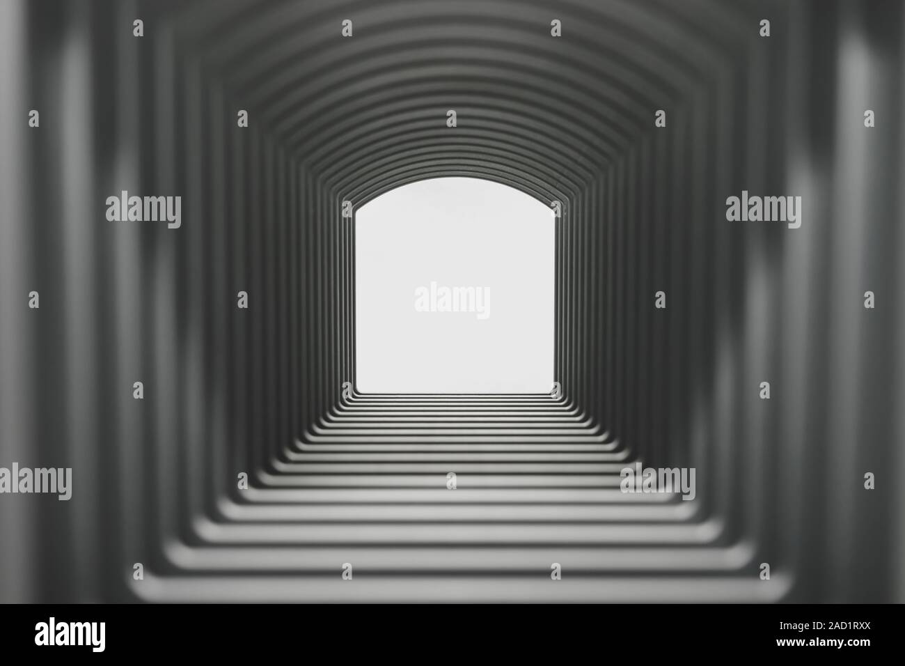 Beautiful abstract gray tunnel with color light on a white shine in the ...