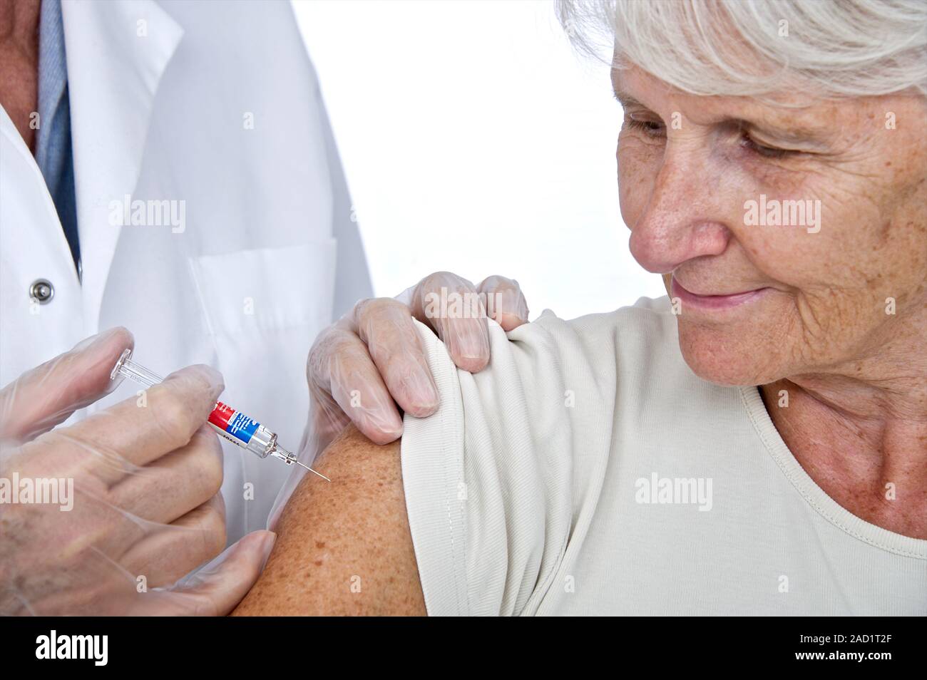 73-year-old woman having an injection Stock Photo - Alamy