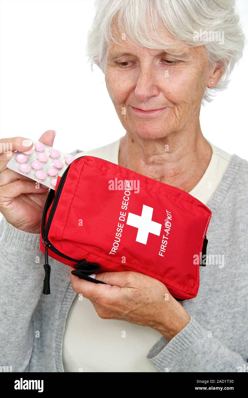 A 73-year-old woman with a first aid kit Stock Photo - Alamy
