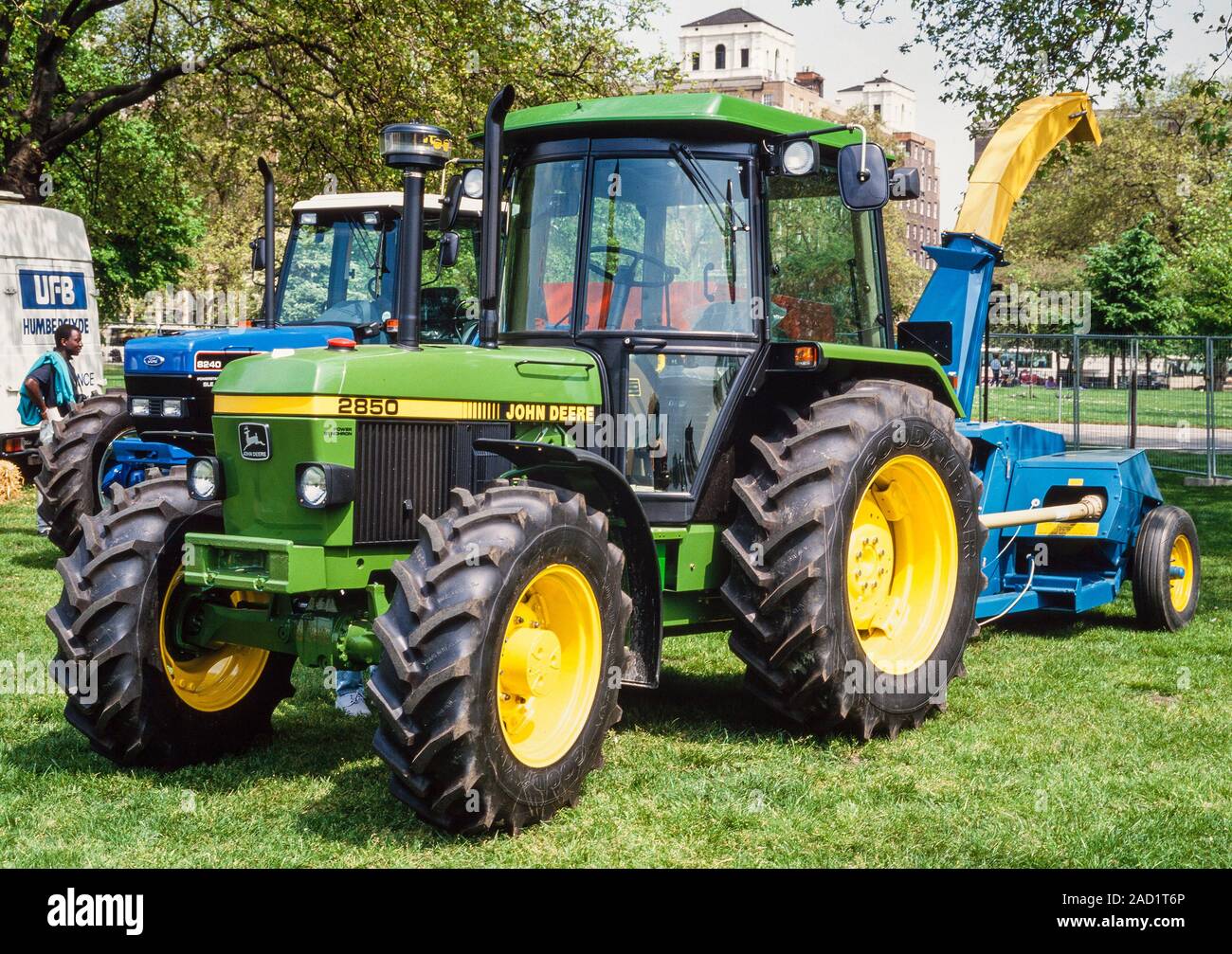 Modern farm tractor on display at a trade show Stock Photo - Alamy