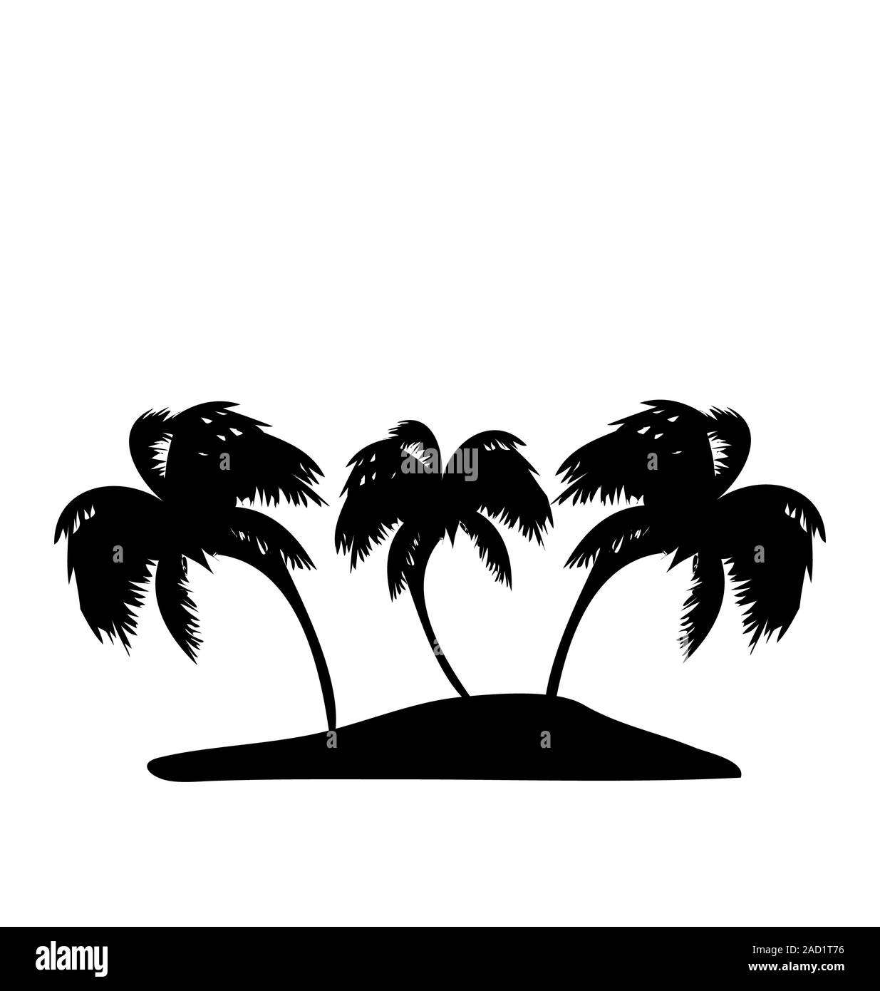 Tropical island with palm trees silhouette Stock Photo - Alamy