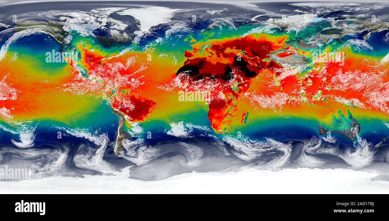Global temperatures. Supercomputer simulation of global temperature ...