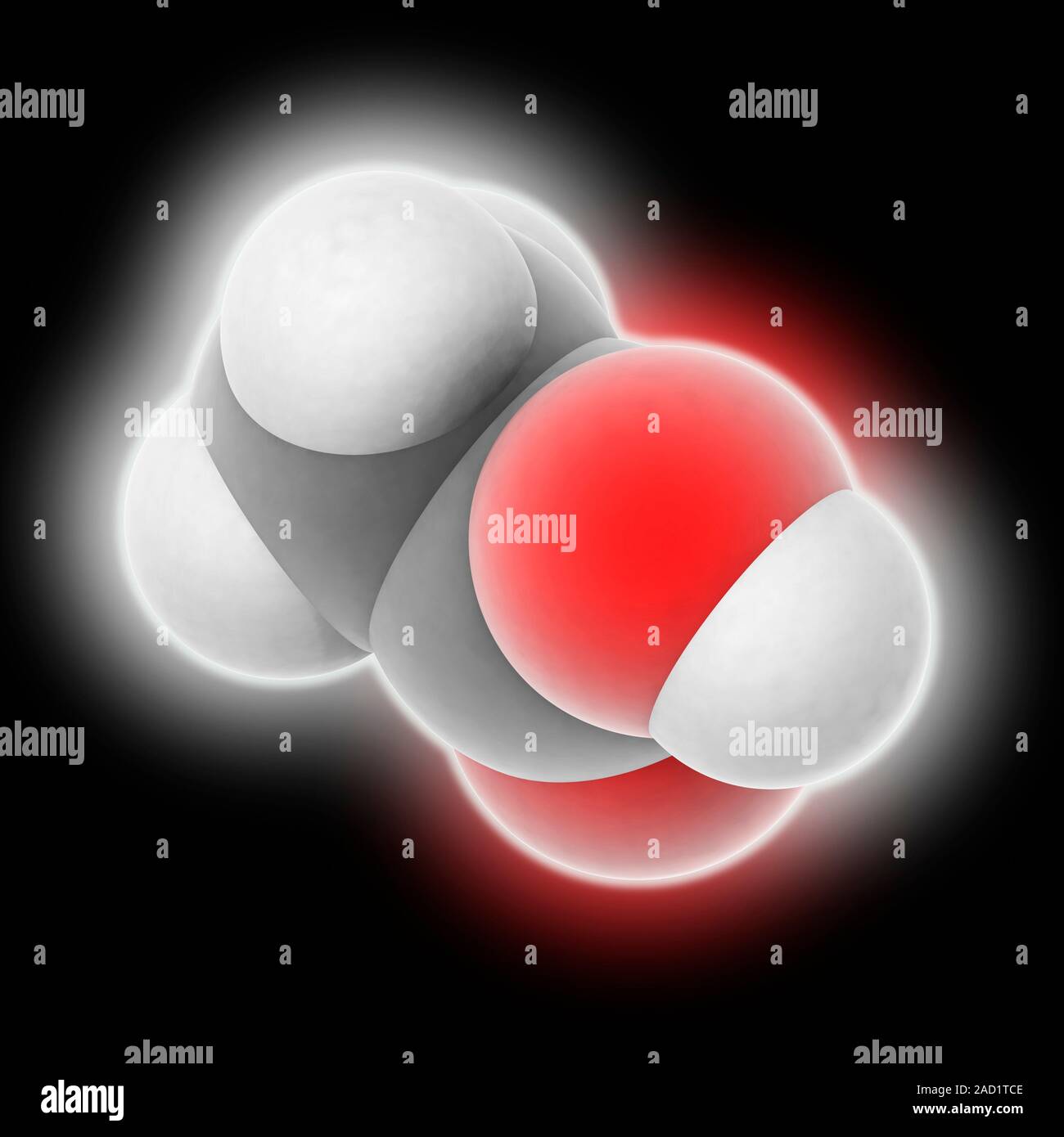 Acetic acid. Molecular model of acetic acid (C2.H4.O2, ethanoic acid), the main component of ...