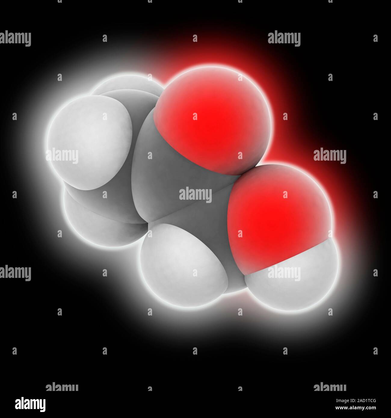 Acetol. Molecular model of the ketone acetol (C3.H6.O2), also known as ...