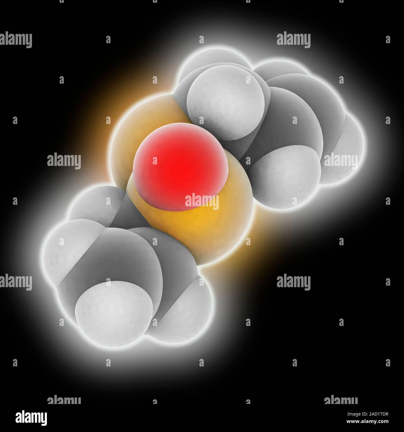Allicin. Molecular model of the organosulphur compound allicin (C6.H10 ...